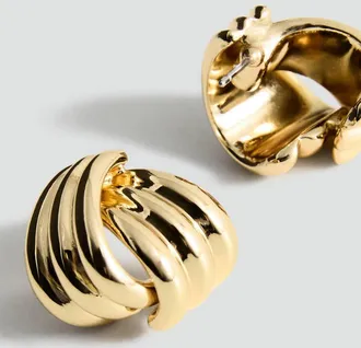 Mango Boucles doreilles naud entrelac&eacute; or - Femme - Taille unique - MANGO