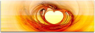 Paul Sinus Art Abstrakte Bilder 150x50cm Liebe Herz gelb rot Abstrakt202 Kunstdrucke auf Leinwand fertig bespannt Panoramaformat