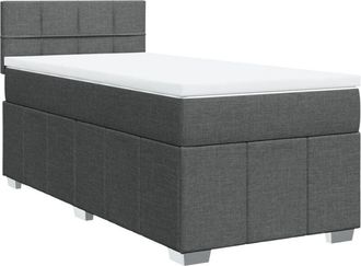 vidaXL Boxspringbett mit Matratze Dunkelgrau 90x200 cm Stoff Vidaxl