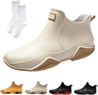 Generic Zemure Bottes de pluie imperméables et antidérapantes pour lextérieur, bottes de pluie courtes tendance pour homme et femme, beige, 36 EU