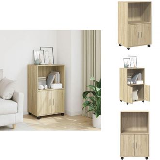 vidaXL Rollschrank Sonoma-Eiche 55x40x91 cm Holzwerkstoff - Rollschrank - Rollschr&auml;nke - Schrank Auf Rollen - Druckertisch