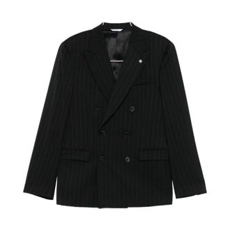 Manuel Ritz Nadelstreifen Anzug - - Suits - Herren - Schwarzk - 2XL