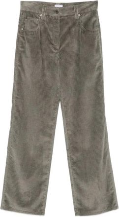 Brunello Cucinelli Pantalon droit en velours c&ocirc;tel&eacute; - Femme - Pantalons - Vert - Taille: 38 FR