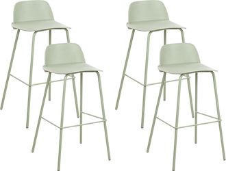 Beliani Barhocker 4er Set grün/hellgrün aus Kunststoff/Metall für Esszimmer Küche Mora