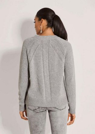 Madeleine Strickpullover Kaschmirpullover mit V-Ausschnitt Mit Seide, Raglan&auml;rmel, Strickmuster hinten & Pailletten