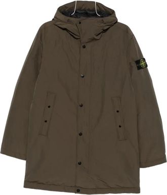 Stone Island Gerader Saummantel - - Jackets - Herren - Gr&uuml;n - M