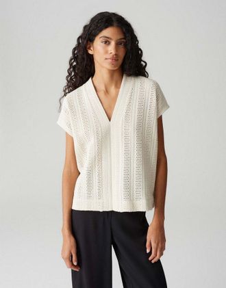 OPUS Kurzarmshirt SANIELA Loose mit Lochstrickoptik SANIELA Loose