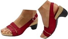 Generic Sandales orthop&eacute;diques pour femme, bout ouvert, antid&eacute;rapantes, confortables, compens&eacute;es et confortables, sandales d&eacute;t&eacute; habill&eacute;es &agrave; bout ouvert avec s