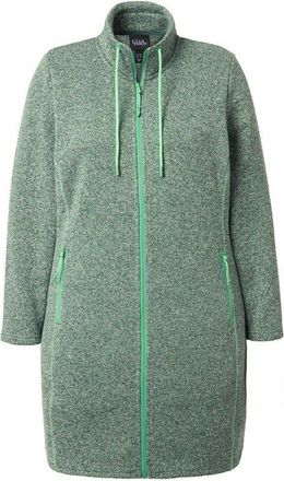 Ulla Popken Sweatjacke Strickfleecejacke Stehkragen lang Zipptaschen