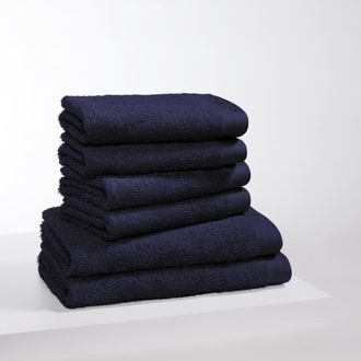 s.Oliver 6 TLG Handtuch Set - 100% Baumwolle, 600 g/m³, weich & angenehm, 4X Handtücher + 2X Duschtücher dunkelblau