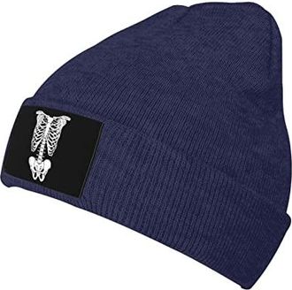 Generic Bonnet Beanie Cage Thoracique Squelettique Classique Revers Beanie Élégant Knitted Hat pour Sports Femme À Pied