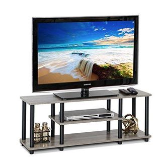 Furinno Entertainment/TV-Regal mit unterschiedlichen Ablagefl&auml;chen, holz, Eiche Grau/Schwarz, 29.72 x 29.72 x 41.15 cm