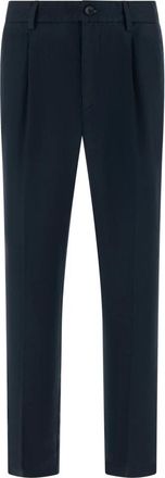 Boggi Milano Homme, Pantalons, Bleu, Taille: 5XL Solid Linen Pince Pants