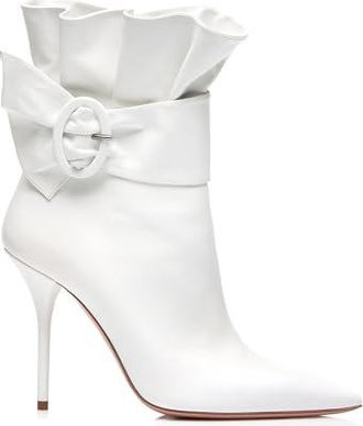 Generic Bottines &agrave; Talons Hauts Pliss&eacute;es &agrave; Bout Pointu pour Femme,Bottines &eacute;l&eacute;gantes &agrave; Talons Aiguilles et Boucles,Chaussures de Soir&eacute;e Sexy &agrave; Fermeture &eacute;clai