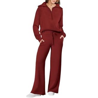 Generic Femme Ensemble De Surv&ecirc;tement Ensemble Jogging D&eacute;contract&eacute; Sweatshirt Manches Longues Pantalon De Joggings &Agrave; Jambes Larges Couleur Unie/imprim&eacute; Outwea