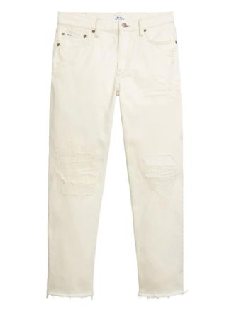 Polo Ralph Lauren pantalon &agrave; effet us&eacute; en effet - Blanc