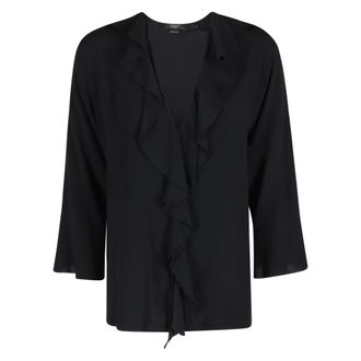 Seventy Femme, Blouses et Chemises, Noir, Taille: 38 FR Ruffle Shirt