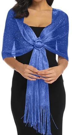 Generic &Eacute;charpe pour femme - &Eacute;tole pour robe de soir&eacute;e avec effet paillet&eacute; et franges - &Eacute;charpe de soir&eacute;e pour occasions festives - En mat&eacute;riau l&eacute;ger - Access