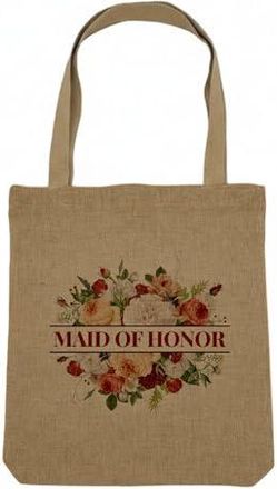 Fabulous Sac Shopping Tote Bag Aspect Lin - Maid of Honor Wedding Bride Flower Bouquet - Sac de Courses Toile Epaisse 360g Beige Naturel Cabas Port&eacute; Epaule Sol