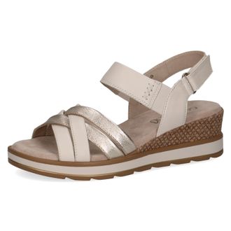 Caprice Damen Sandalen mit Absatz aus Leder mit Fu&szlig;bett, Wei&szlig; (Offwhite Comb), 40 EU