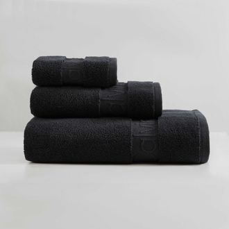 Calvin Klein Badetücher, superweiche Premium-Baumwollhandtücher mit Zero Twist Konstruktion, Öko-Tex Zertifiziert (Iconic Solid Black, 3-teilig)
