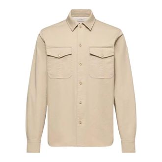 Moncler Cotton Blend Gabardine Langarmhemd - - Shirts - Herren - Beige - M