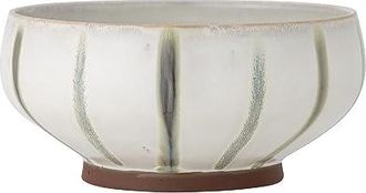 Bloomingville Servierschale in Grau aus Steingut handbemalt mit nordischem Design, sp&uuml;lmaschinen- und mikrowellengeeignet, 3500 ml, Durchmesser: 25,5 cm, H&ouml;he: 12 c