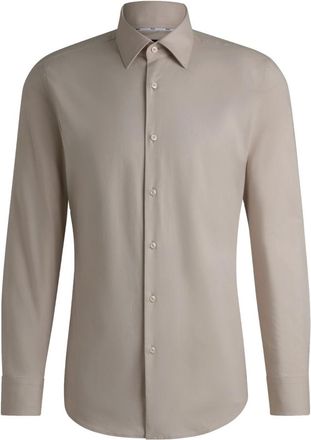 HUGO BOSS Unifarbenes Stretch-Hemd aus Baumwolle mit Kentkragen, Slim in