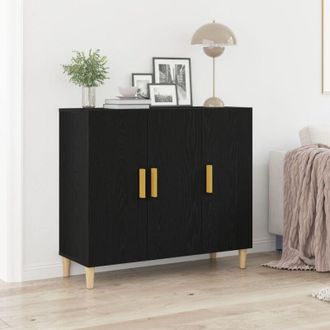 vidaXL Sideboard Schwarz Eiche 90x34x80 cm Holz - Vidaxl