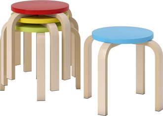 HOMCOM 4er Set Esszimmerhocker Stapelhocker Runde Hocker, Küchenhocker für Esszimmer, Wohnzimmer, Küche, Bunt