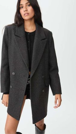 Stradivarius Grauer Mantel in regulärer Passform mit Fischgrätmuster