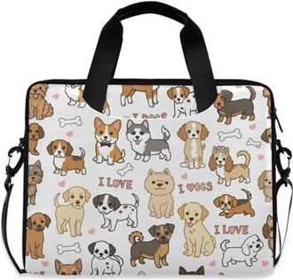 Alaza Sac pour ordinateur portable de 40,6 &agrave; 15,6 avec motif chien carlin sur un rose - Sac pour ordinateur portable de 40,6 &agrave; 15,6 cm - Sac fourre-tout pou