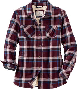 Legendary Whitetails Damen Flanell Shacket Sherpa Gef&uuml;tterte Plaid-Hemdjacke, Warmes Fleece, L