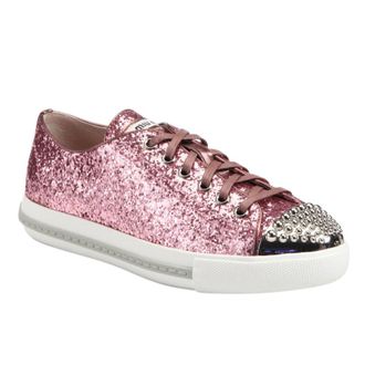 Miu Miu MIu Miu Pink Glitter Studded Trainers Size 35