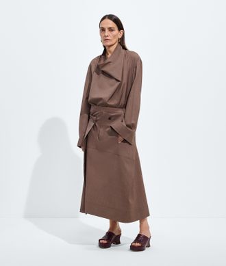 Bottega Veneta Jupe en toile de laine l&eacute;g&egrave;re - Marron - Femme - 32