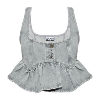 Ganni Denim Tank Top - - Tops - Damen - Grau - M