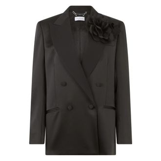 Philipp Plein Double-Breasted Satin Blazer Roses - - Jackets - Damen - Schwarzk - M