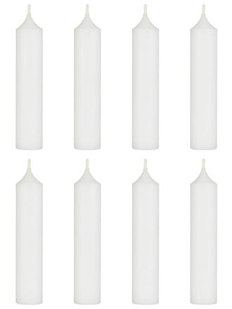 CMD 8er Pack tolle im Vintage-Stil rustikale Stabkerzen im Landhauslook. Farbe REIN WEI&szlig;. Rustikales Design, 2,2 cm Durchmesser, H&ouml;he 11 cm, 4 Stunden Bre