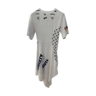 Marine Serre Recyceltes Jersey Kleid mit asymmetrischem Saum in Kniel&auml;nge - - Dresses - Damen - Wei&szlig; - M