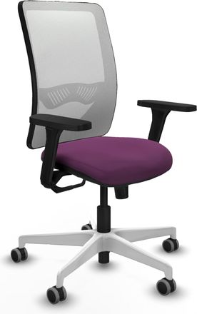 Piqueras y Crespo B&uuml;rostuhl Zulema mit 3D-Armlehnen, ausgestattet mit 3 Positionen und Schneideschaum, mit Rollen von 65 mm, Parkett, Wei&szlig;/Violett