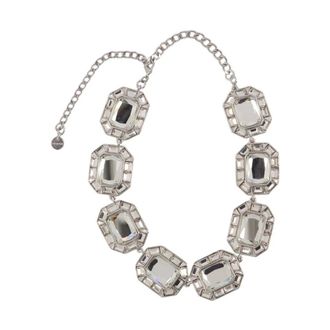 Self Portrait Ketten-Halskette mit Kristallverzierung - - Accessories - Damen - Grau - ONE SIZE