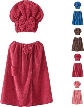 Generic Jupe de bain r&eacute;glable grande taille et bonnet &agrave; s&eacute;chage rapide, jupe de bain r&eacute;glable avec noeud, polaire corail doux et fermeture antid&eacute;rapante s&eacute;cur