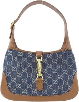 Gucci Pre-owned Sac bandouli&egrave;re Jackie 1961 en jean GG Jacquard et cuir - Femme - Pre-owned - Bleu - Taille: ONE Size