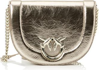 Pinko Love Round Click Classic Nappa Crinckle Laminé, Sac Femme, Zzfb_Argent-Block Color