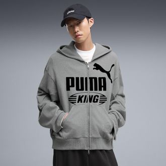 Puma Veste oversize &agrave; zip KING Homme, V&ecirc;tements, Gris, L