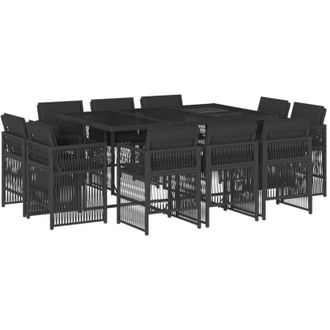 vidaXL Vidaxl - Ensemble &agrave; manger de jardin 11 pcs coussins noir r&eacute;sine tress&eacute;e