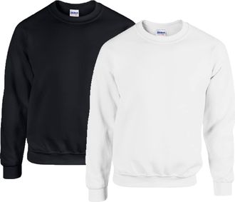 Gildan 2er Herren Sweatshirt Heavy Blend Sweat M L XL 2XL 3XL 4XL 5XL in verschiedenen Farbsets & HLKauf-Block (1x Schwarz, 1x Weiss & 1x HLKauf-Block, 4XL)
