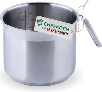 Fackelmann Chefkoch trifft Milchtopf aus Edelstahl 18/8 - &oslash;14 cm, Aluminium-Kern, f&uuml;r alle Herdarten inkl. Induktion - sp&uuml;lmaschinengeeignet
