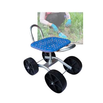 Generic Rollbarer Gartenarbeitshocker Mit R&auml;dern, Verstellbarer Hockerwagen 22-36 cm H&ouml;he Und 360&deg; Drehfunktion, for Die Gartenarbeit Im Freien(Blue)