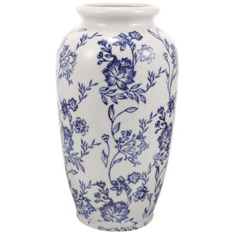 DOITOOL Keramikvase Blau weiß im Chinoiserie Stil Mittelgroße Dekorative Vase mit Klassischem Pflaumenblütenmuster Langlebig und Vielseitig für Wohnzimmer Tis